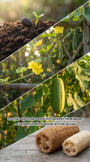 Loofah sponge seed to harvest timelapse - Garden bath natural scrub grow
