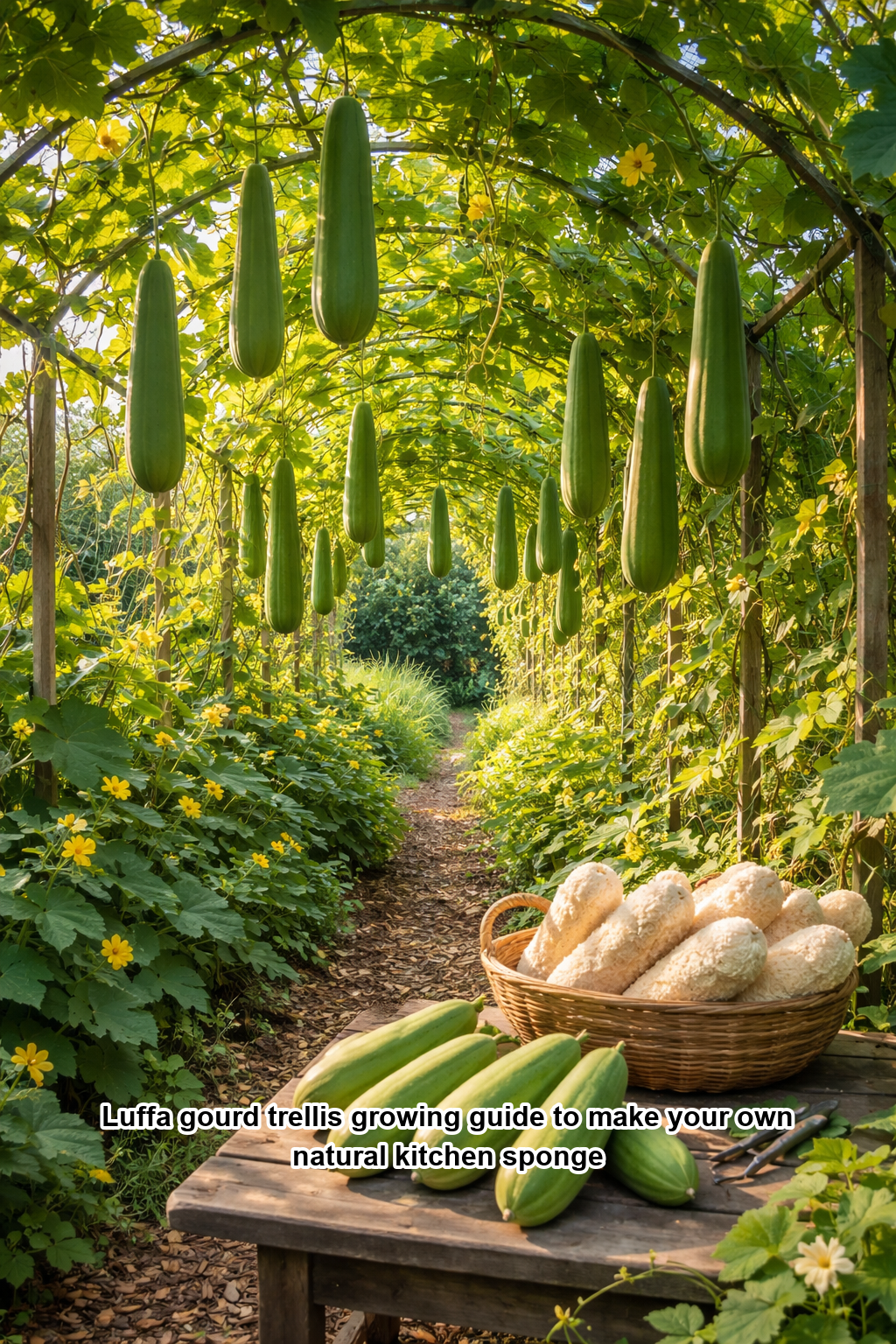 Luffa gourd trellis growing guide to make your own natural kitchen sponge