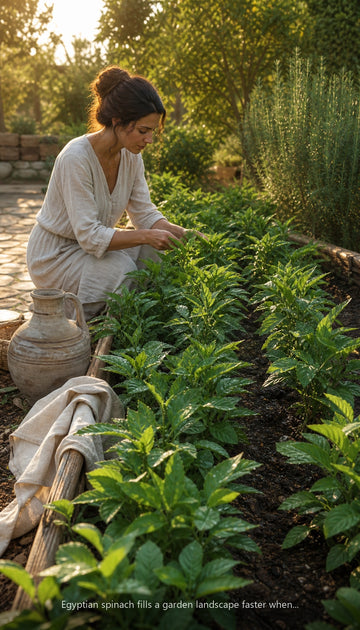 Egyptian spinach fills a garden landscape faster when warm soil and ...